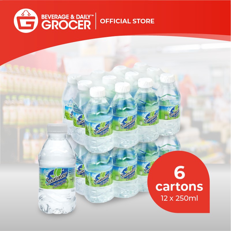 Summer Drinking Water (Shrink Wrap) 12 x 250ml (72 Bottles) 6 Cartons ...