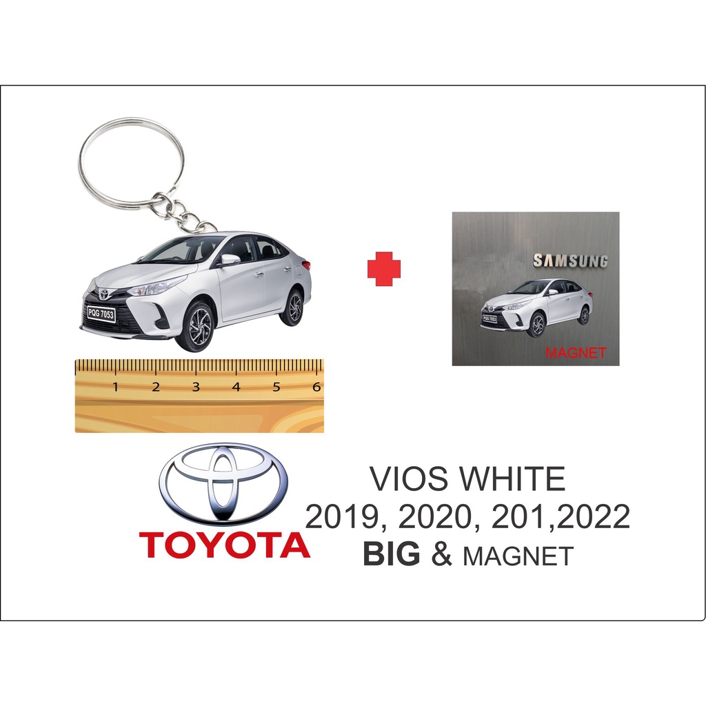 Toyota Vios white 2019, 2020, 2021, 2022 keychain 2d | Shopee Malaysia