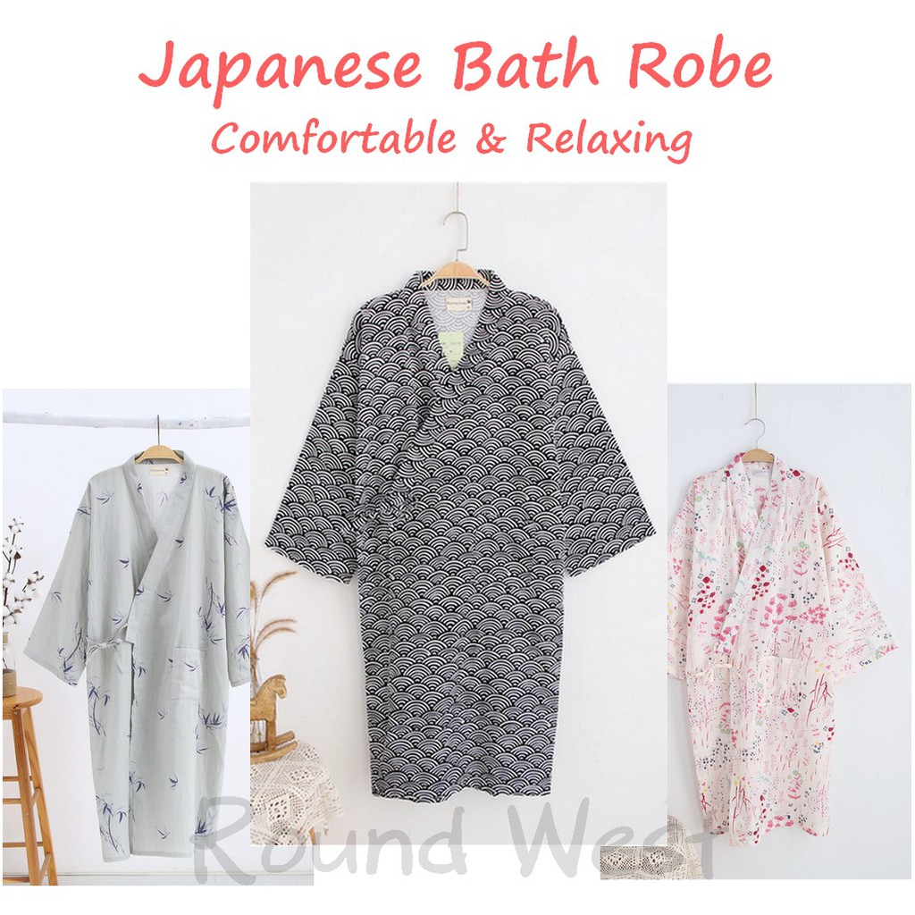 Japanese Bath Robe Kimono Yukata Nightwear Pyjamas Cotton | Jubah Mandi ...
