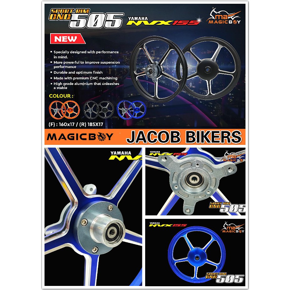 MAGIC BOY 505 NVX155 1.60/ 1.85 x 17 SPORT RIM CNC ( SIAP BEARING ...