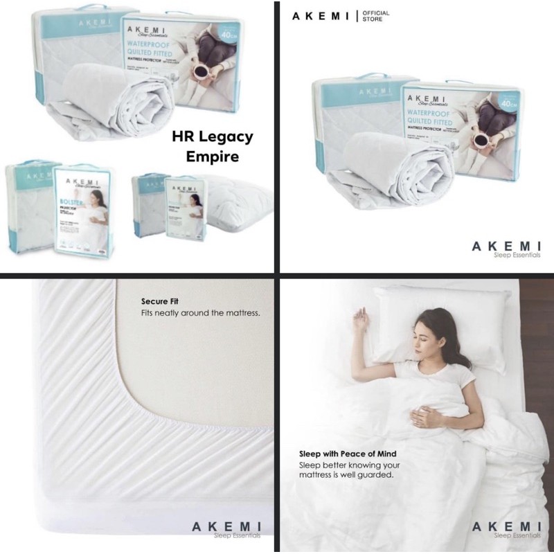 AKEMI Sleep Essentials Waterproof Quilted Fitted Mattress Protector - Queen/King/Super single ...