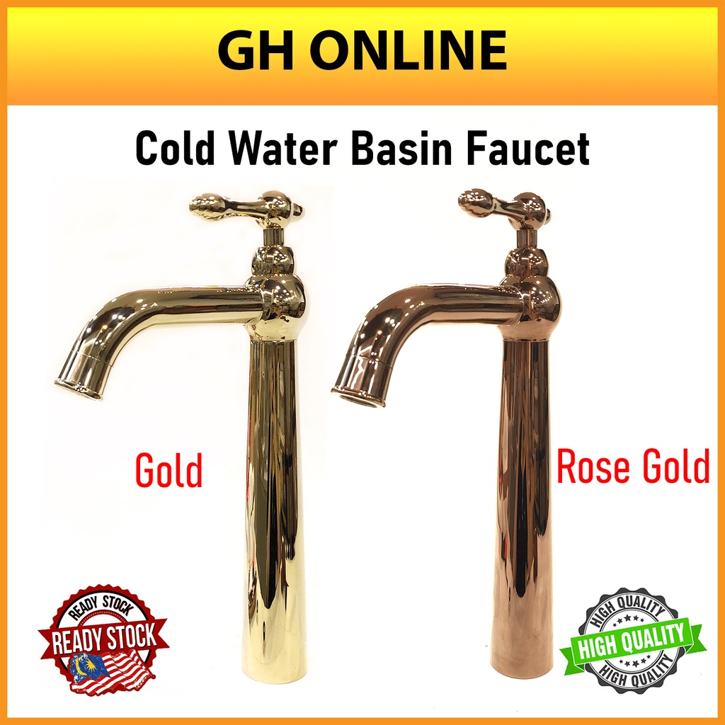 COLD WATER BASIN FAUCET WASHBASIN WATER TAP ROSE GOLD / GOLD WATER TAP ...