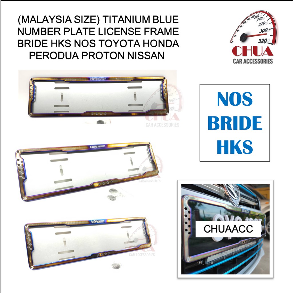 (MALAYSIA SIZE) TITANIUM BLUE NUMBER PLATE FRAME Wira/Waja/Saga/Kenari ...