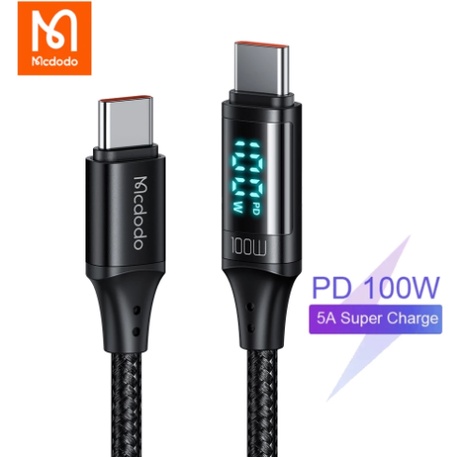 Mcdodo PD type C to Charging Cable Full HD Digital Display Shows Value. Secondary 100w Fast ...