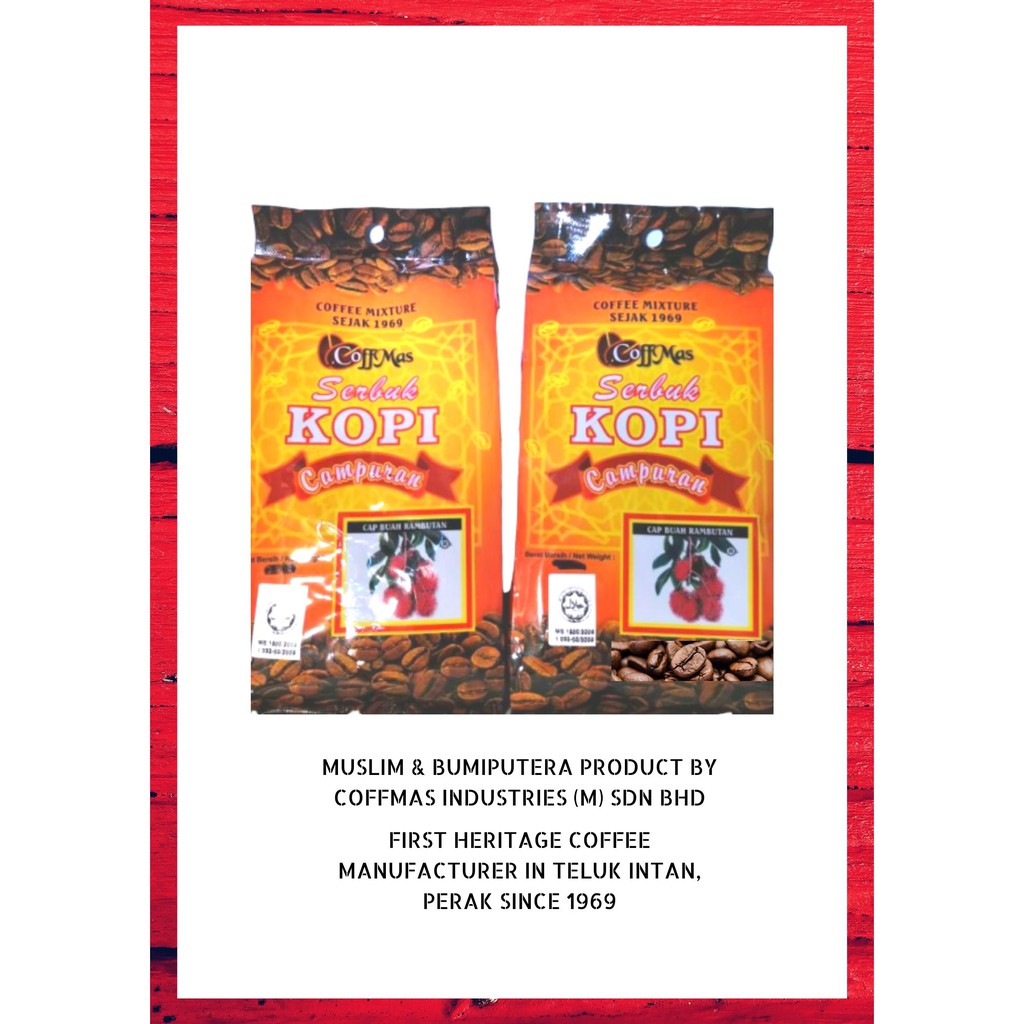 2 PEK KOPI CAP BUAH RAMBUTAN 160 GM (KOPI CAMPURAN SERBUK HALUS ...