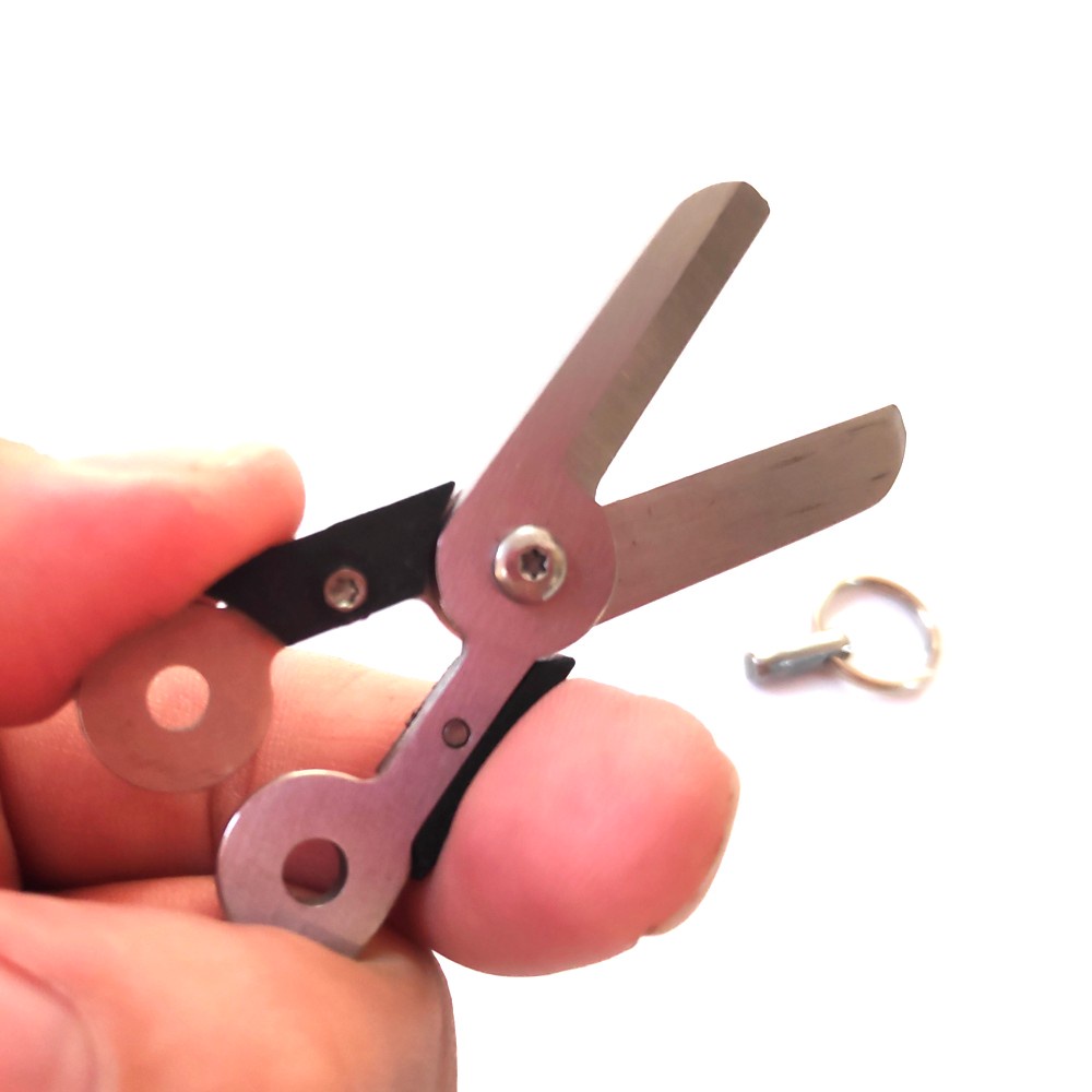 Mini Survival Spring Scissor Keychain Pocket Ring Folding Tiny Scissor ...
