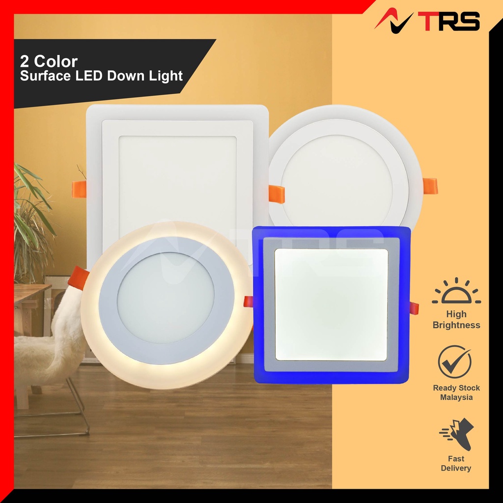 2 Color Recessed down light White + Yellow or White + Blue | Shopee ...
