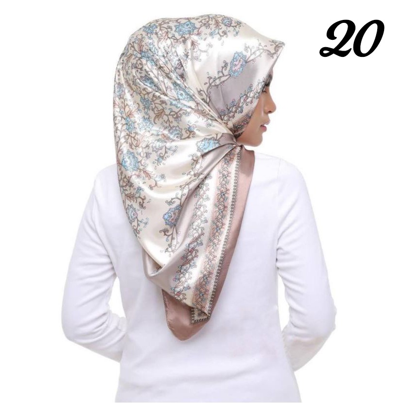 Tudung satin silk corak scarf pattern tudung bawal bidang printed hijab ...