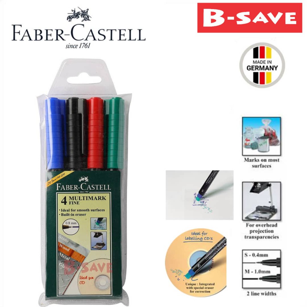Faber-Castell Multimark 1523 Multi Surface OHP Erasable Permanent ...