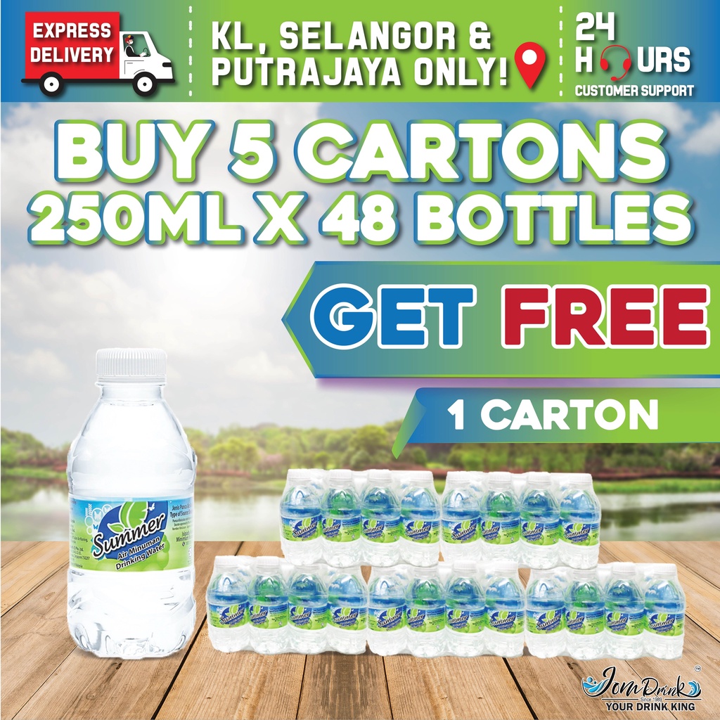 BUNDLE OF 5 CARTONS : SUMMER DRINKING WATER 250ML x 12 BOTTLES | Shopee Malaysia