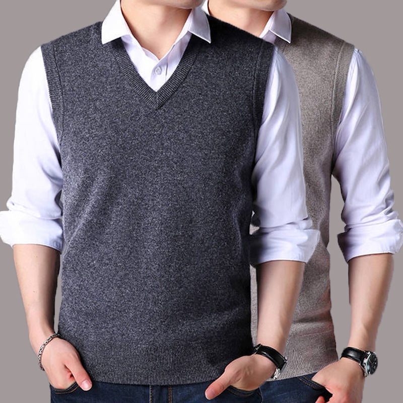 Autumn And Winter Men S Vest Warm Vest Dad Outfit V-Neck Waistcoat ...