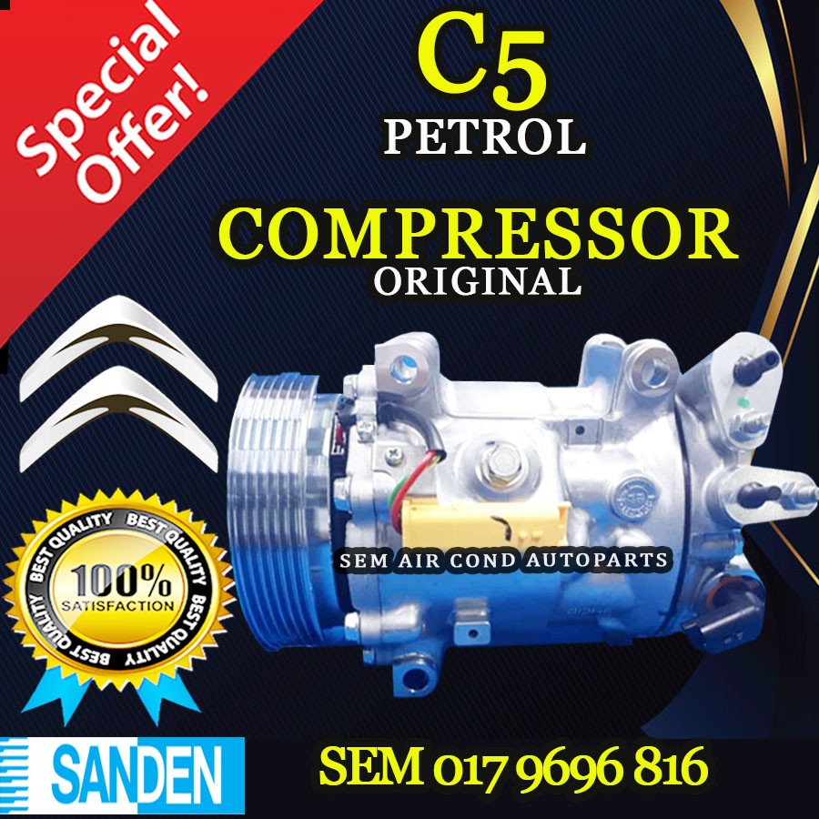 CITROEN C5 PETROL ORIGINAL SANDEN SD7C16 6PK COMPRESSOR/ KOMPRESOR (CAR ...