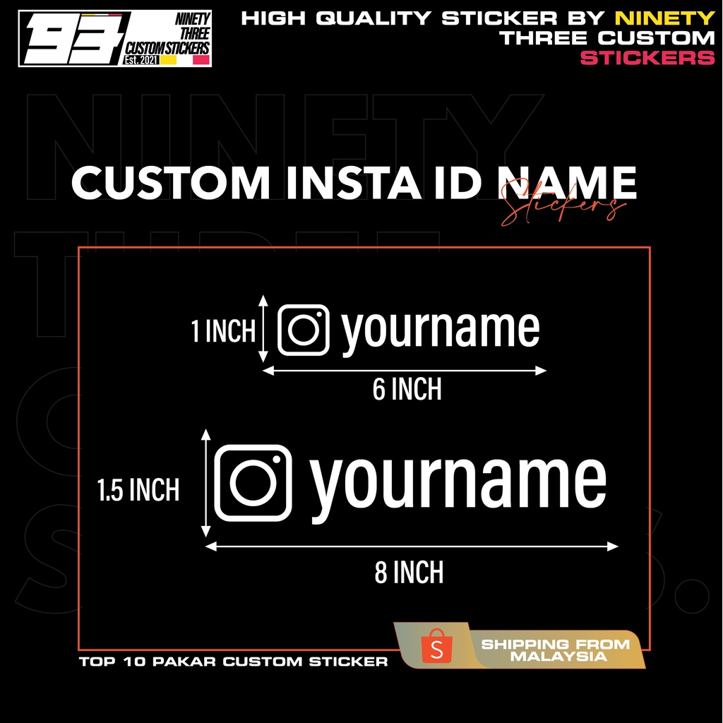 CUSTOM INSTAGRAM USERNAME ID DECAL VINYL | Shopee Malaysia