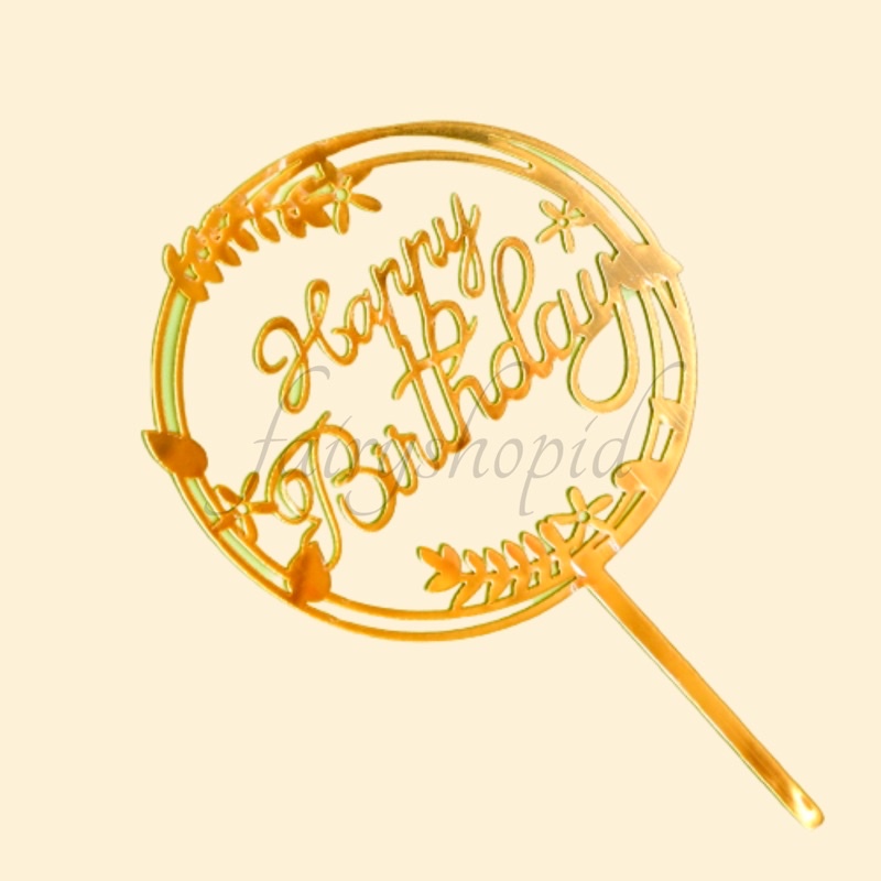 Round Leaf Acrylic BIRTHDAY CAKE TOPPER/HAPPY BIRTHDAY TOPPER/BIRTHDAY ...