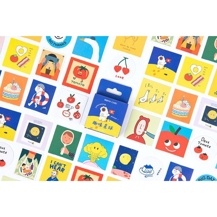 MEME MOMO 46pcs Interesting Space Colourful Aesthetic Sticker Box Ins ...