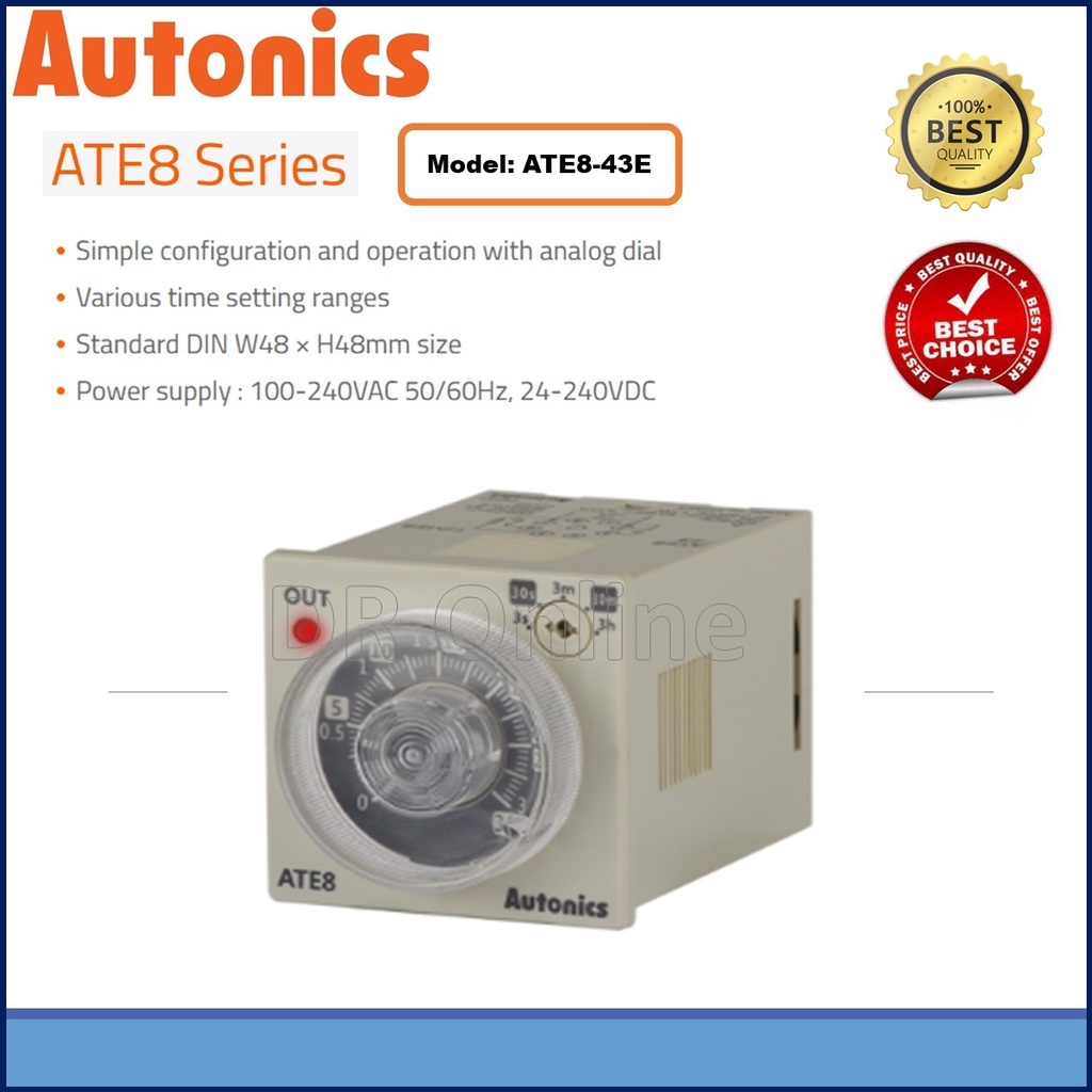 Autonics Multi Range Analog Timer 3S/30S/3M/30M/3H ATE8-43E , 110 ...