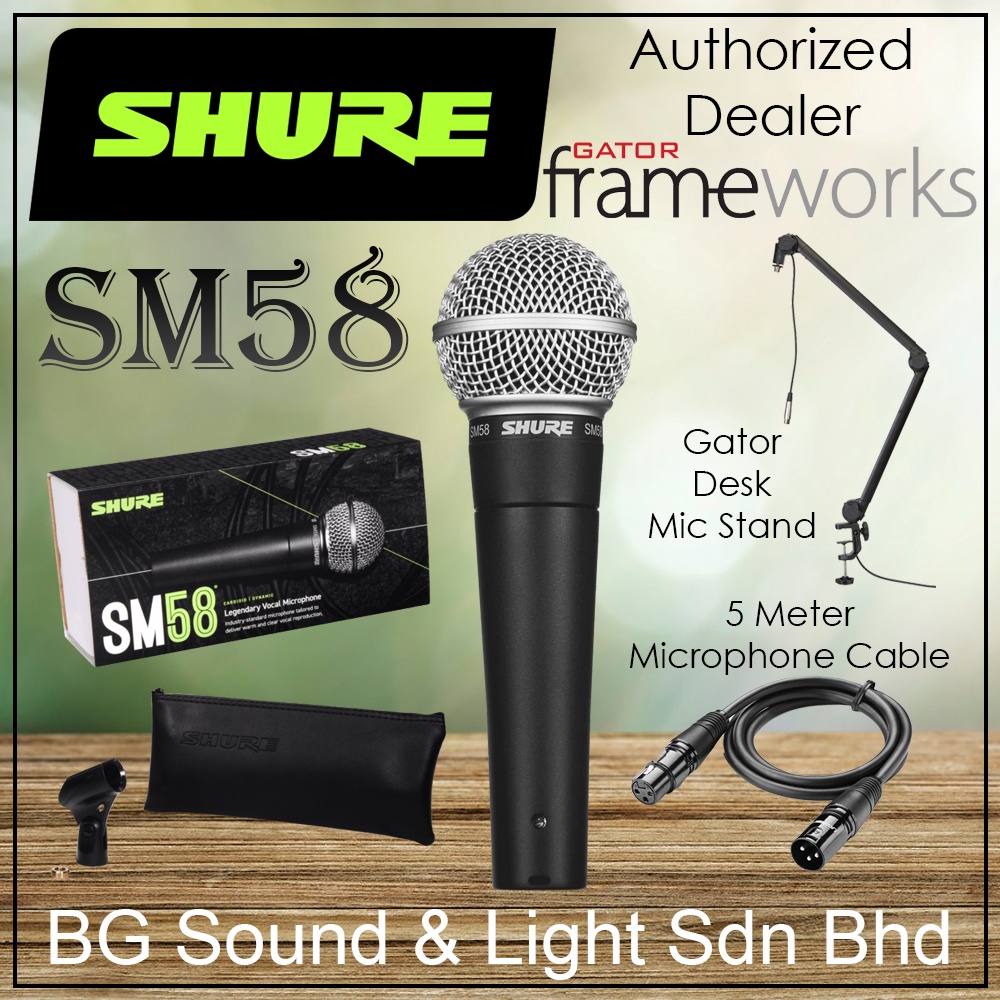 Shure SM58-LC Handheld Dynamic Vocal Microphone With Holder, Carrying ...