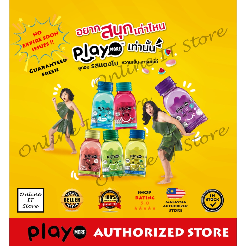 🇹🇭Thailand 7-Eleven Famous Sugar !! PLAY MORE CANDY 12g/22g 🍉🍇🍀 All ...