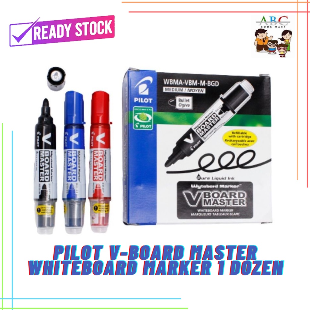 ( READY STOCK ) PILOT V-BOARD MASTER WHITEBOARD MARKER 1 DOZEN ( 12 PCS ...