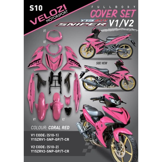 Coverset Y15 V1 & V2 VELOZI SNIPER CORAL PINK | Shopee Malaysia