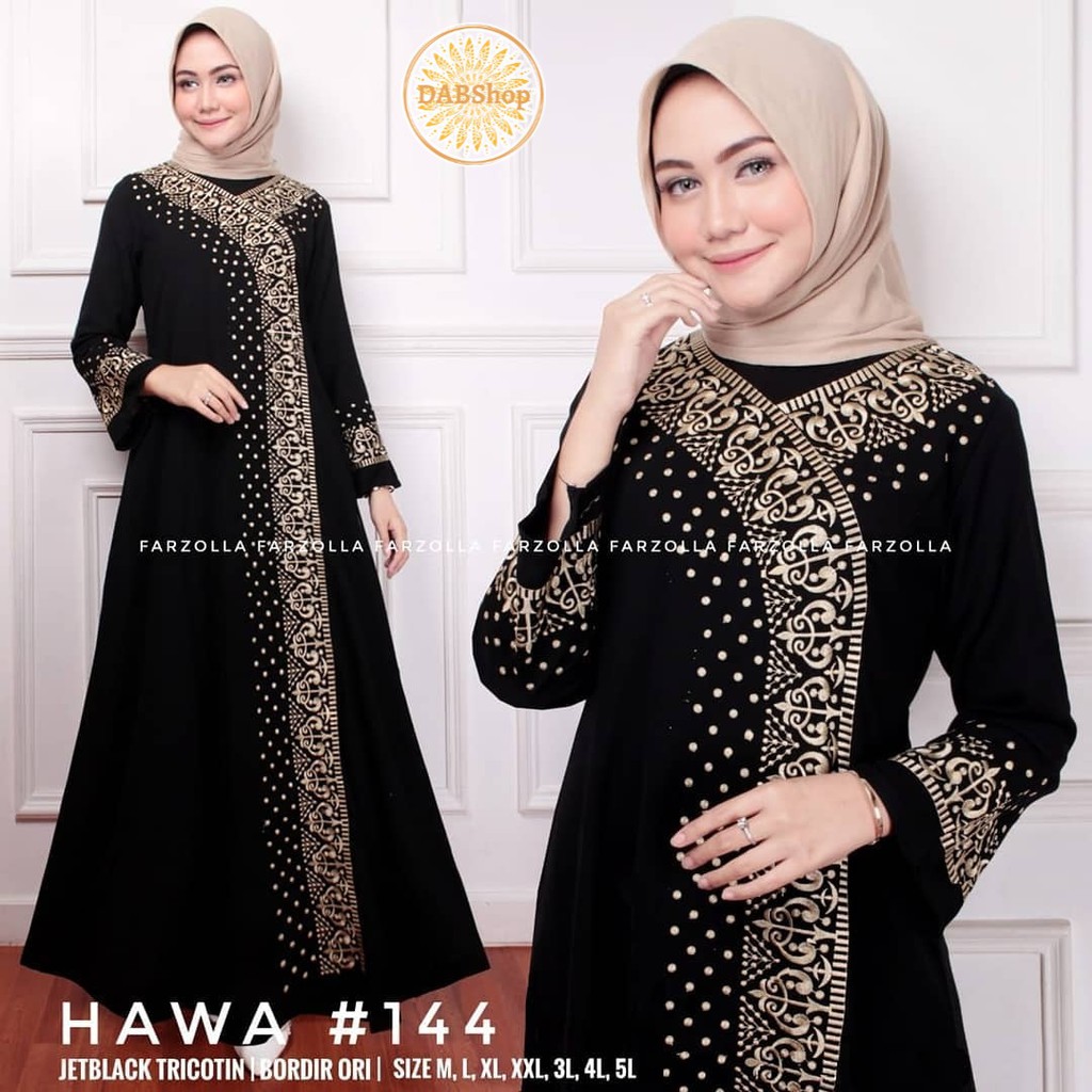 HITAM New Abaya Gamis Arab Black Maxi Klok Embroidery Kimono Dress ...
