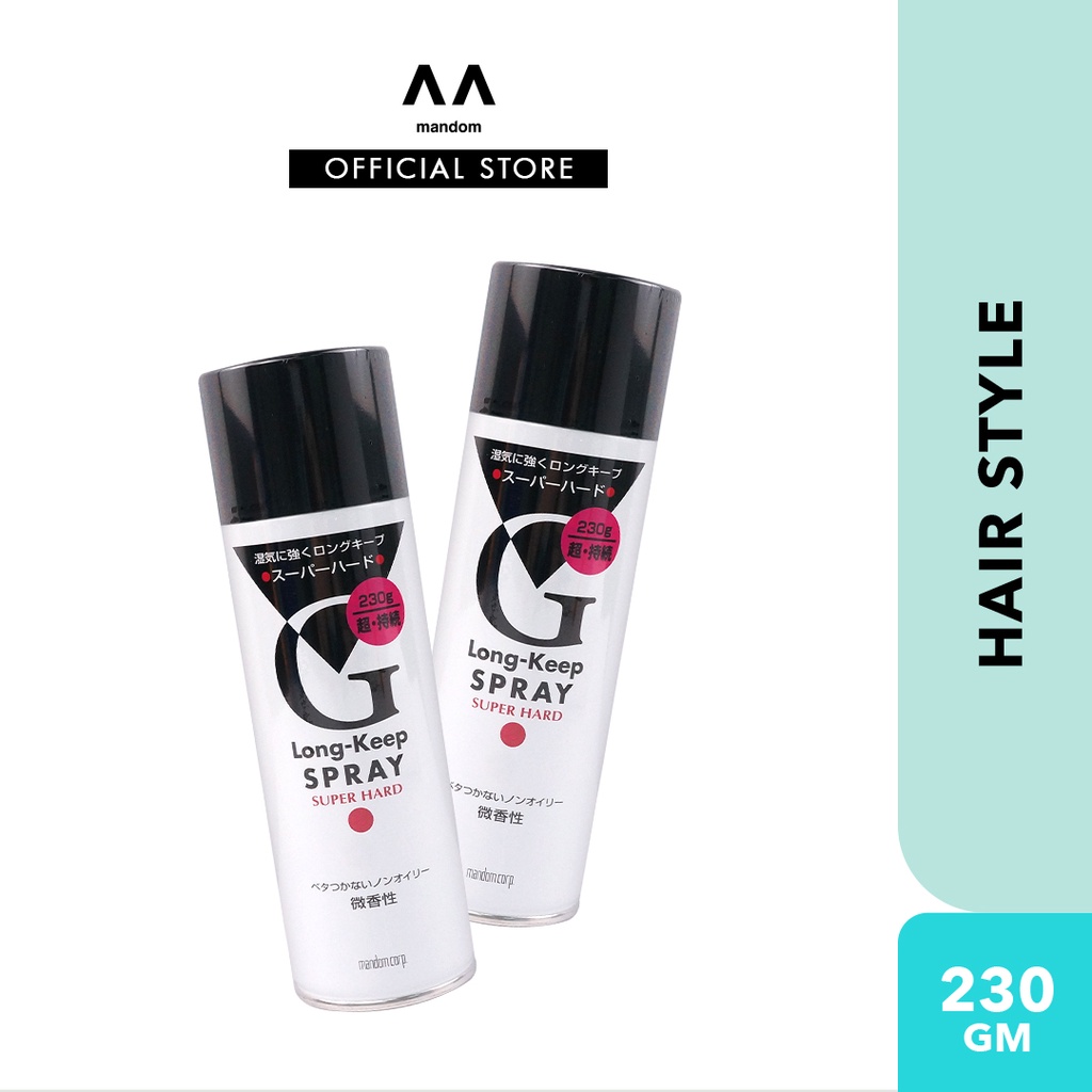 MANDOM Long-Keep Spray Super Hard 230gm (mens hair spray, mens hair ...