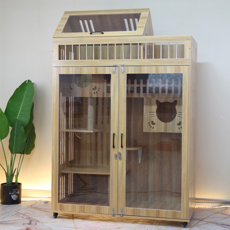 Solid Wood Cat Villa Luxury Cat House Large Kitten Wooden Home Indoor Roof Balcony Design Rumah ...
