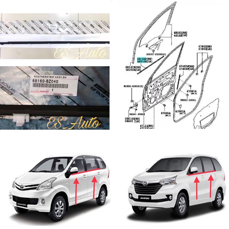 * TOYOTA F651 AVANZA 2012-2019 WEATHERSTRIP WINDOW SEAL MOULDING TRIM ...
