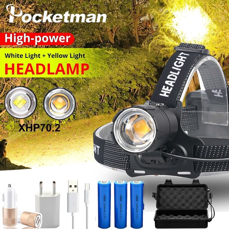 XHP70.2 LED Headlamp XHP70 Most Powerful Yellow White LED Headlight ...