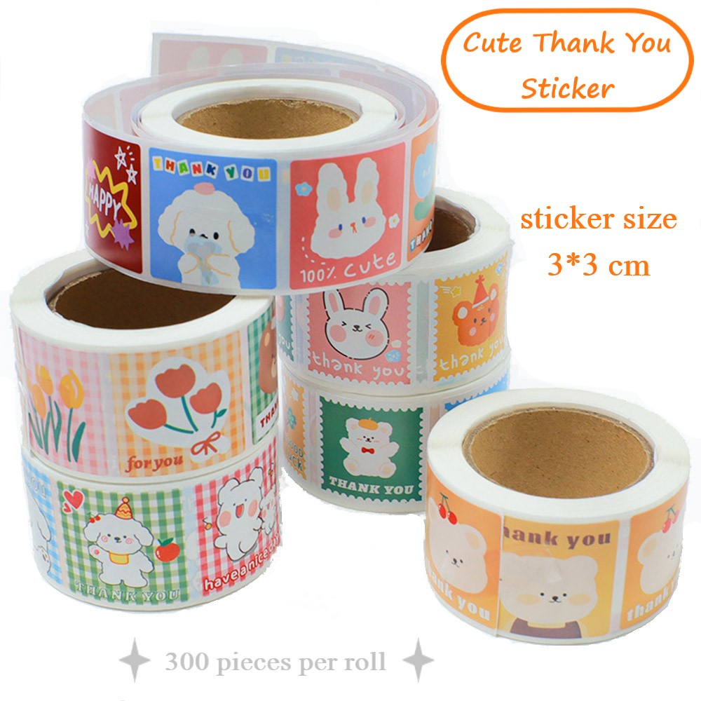 Cartoon Cute Thank You Stickers Gift Decoration Sealing Labels Baking ...