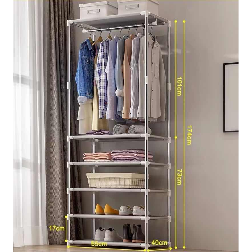 Cloth Rack Hanger Stand Clothes Organizer Shelves Home Bedroom Shelf ...