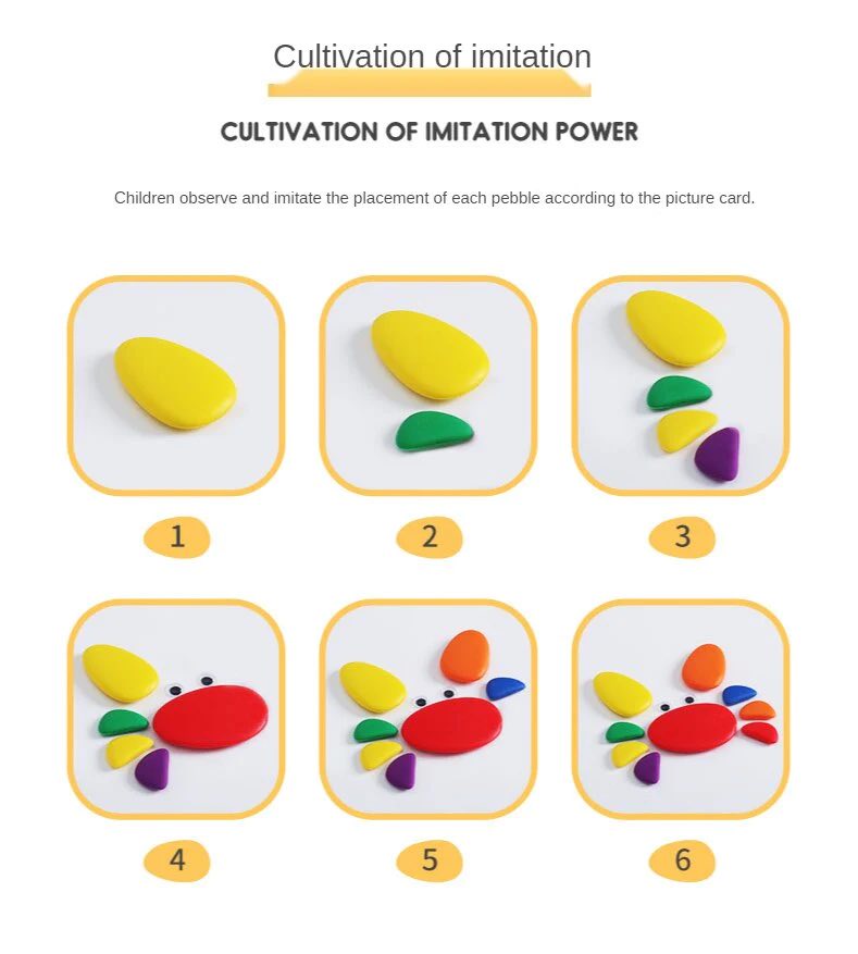 Children's Rainbow Color Pebbles Playset: Educational Toy for ...