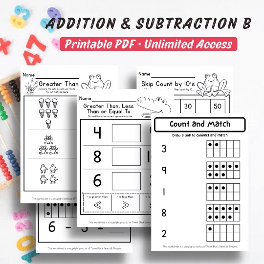 Printable Mathematics Worksheets for Toddlers and Kindergarten ...