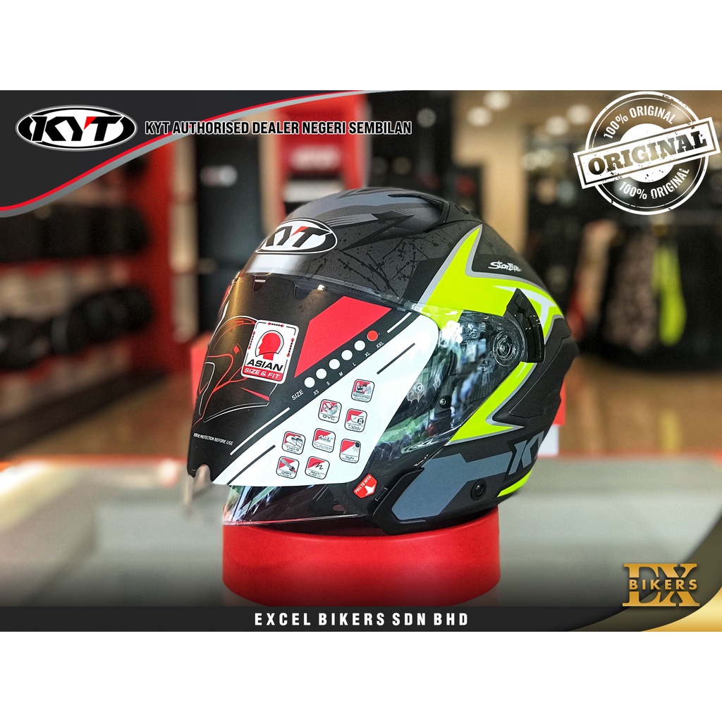 KYT NFJ HELMET ATTITUDE MATT ANTH YELLOW /OPEN FACE HELMET / MOTORCYCLE ...