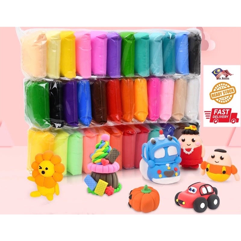 [Ready Stock]12/24/36 Light Clay Kids DIY Soft Air Dry Clay Super Light ...