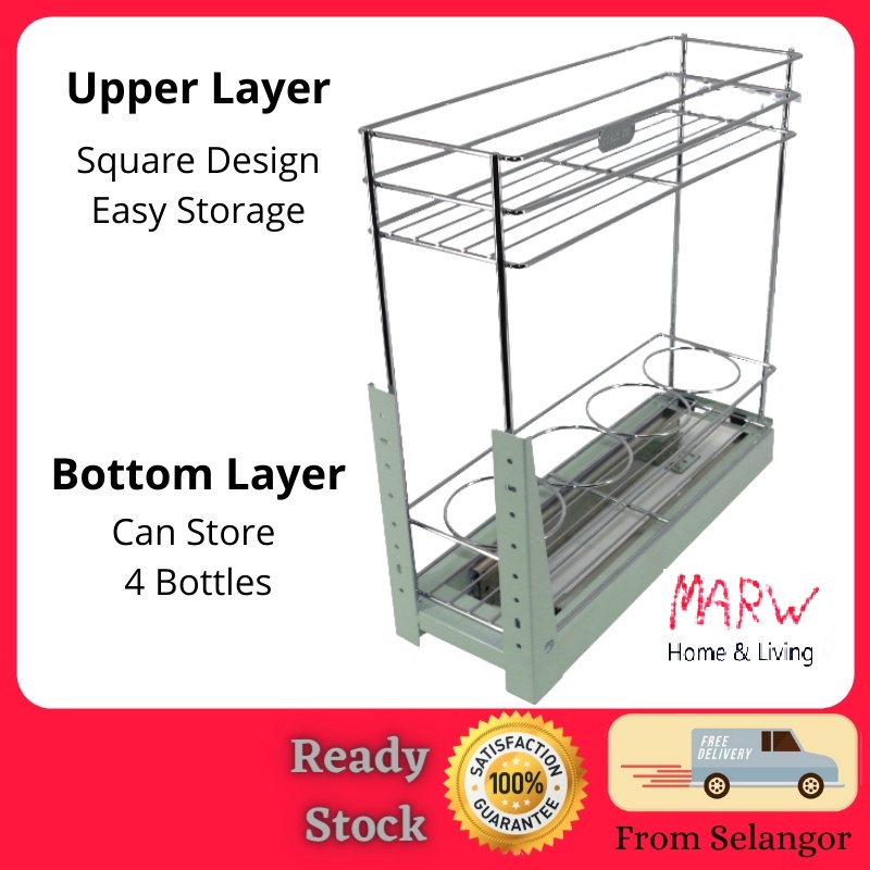 Kitchen Cabinet Pull Out Basket Kitchen Rack Rak Botol Dapur Rak Botol ...