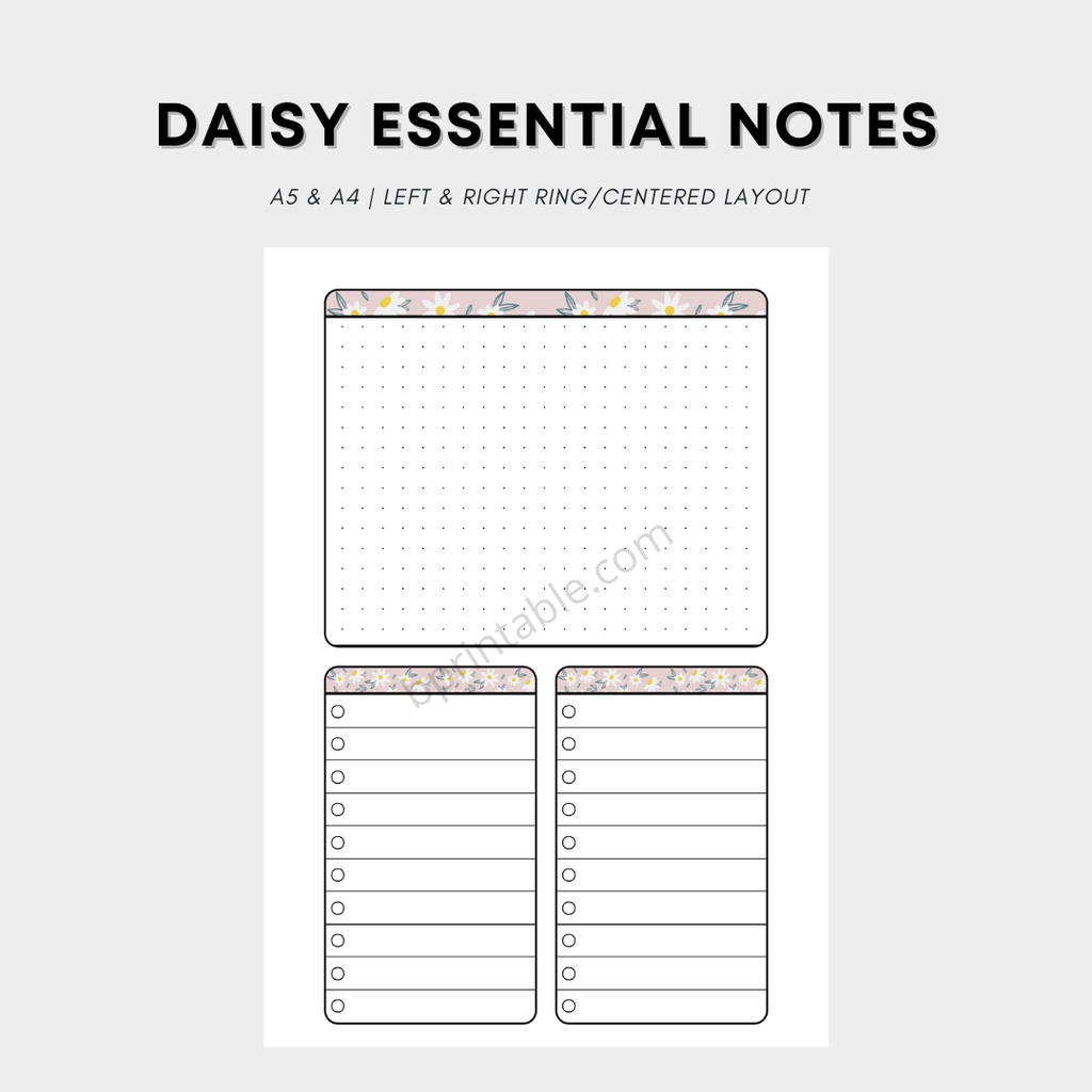 [PDF] Daisy Lined Grid Notes To Do List Template, Printable Planner ...