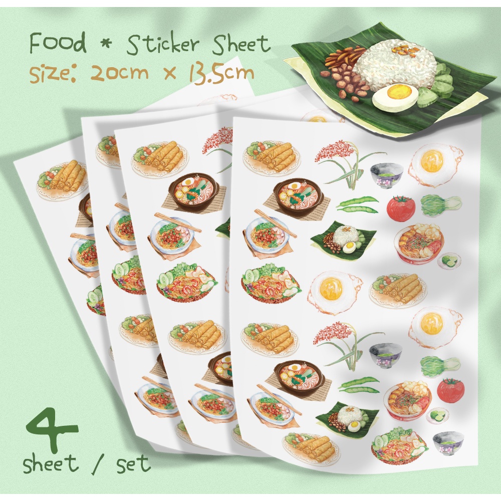 sticker food nasi lemak egg street food stickers Collection Student DIY ...