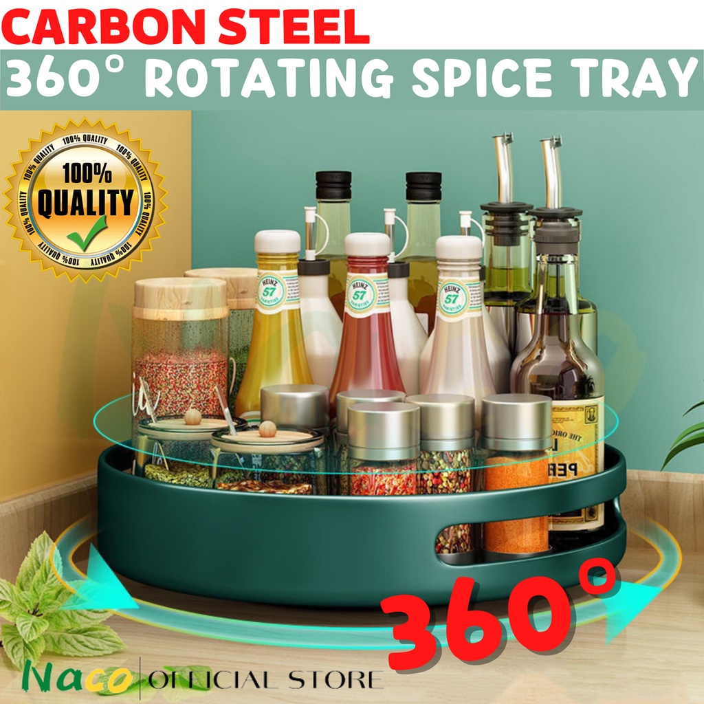 Carbon Steel Rotating Spice Rack 360° Spin Spice Organizer Kitchen With ...
