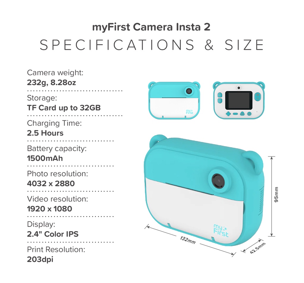 myFirst Camera Insta 2 -12MP Instant Print Camera for Kids Thermal ...