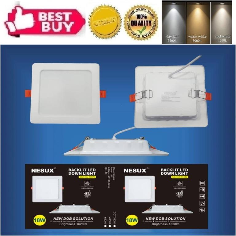 Nesux/Designer Backlit Panel LED Downlight (Ultra-Thin) (Square) (5 ...