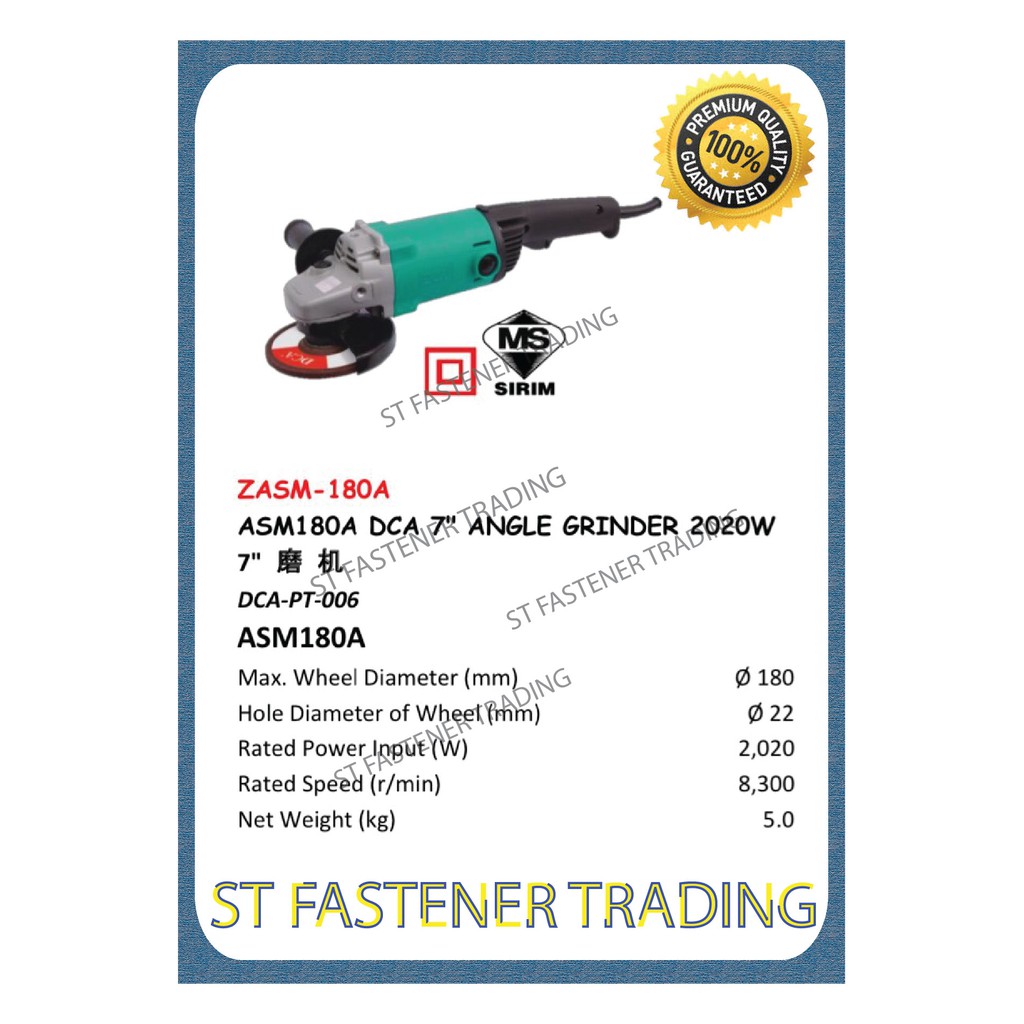 DCA ASM180A Angle Grinder 2020W | Shopee Malaysia
