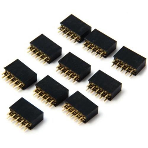 DOUBLE ROW 2 X 5PIN 2.54MM PITCH PIN HEADER FOR DIY - 10PCS (BLACK ...