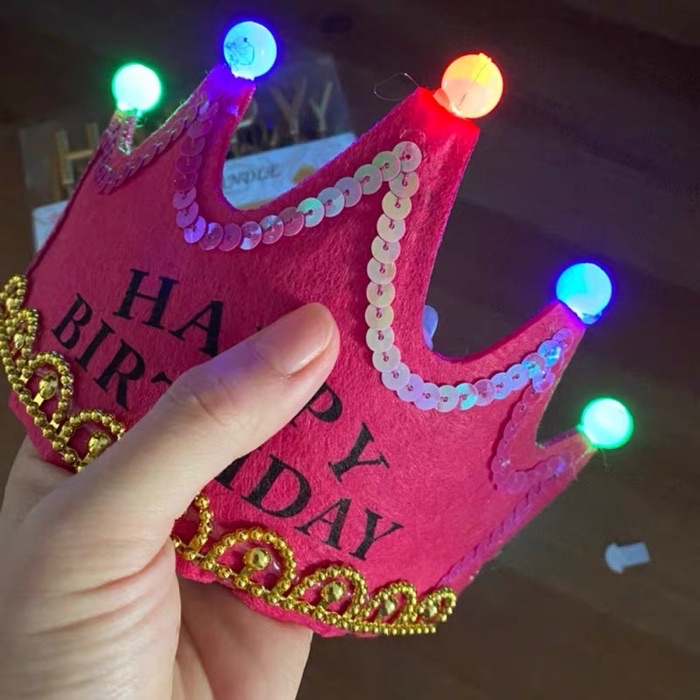 LED LIGHT Happy Birthday Party Hat Crown Princess King Headband Hari ...