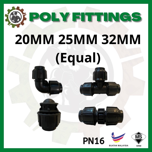 HDPE Poly Fitting Poly Pipe Connector Socket/ Tee/ End cap/ Elbow 20mm ...