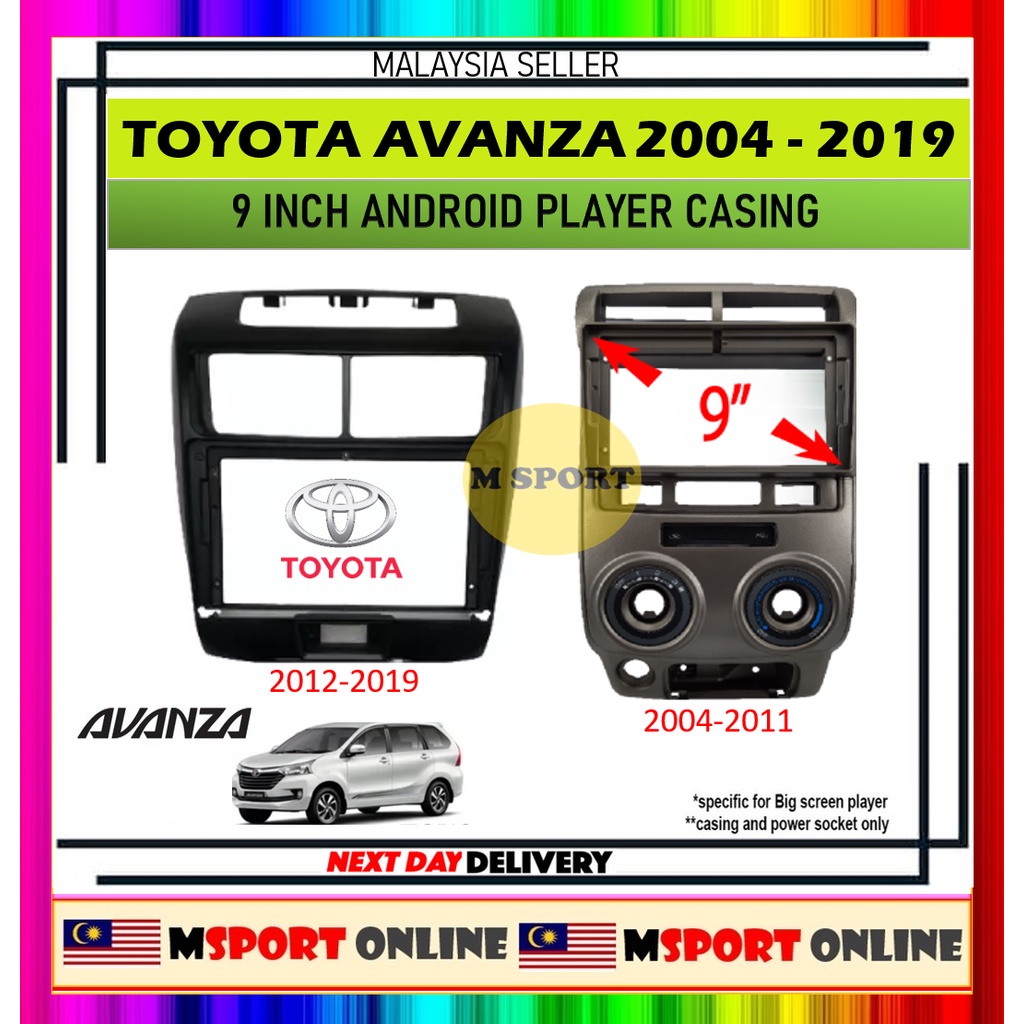 Toyota Avanza 2004-2019 Android Player Casing 9" with Player Socket ...