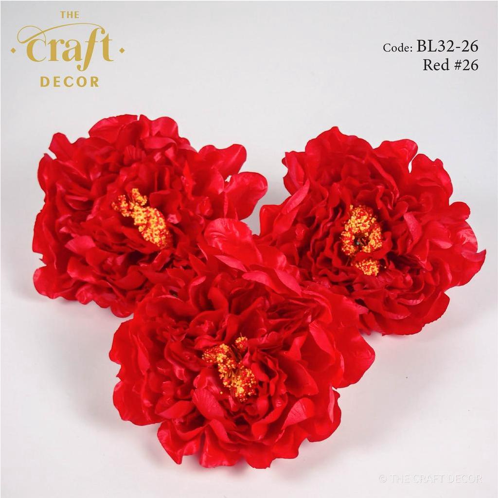 The Craft Decor 18cm/27cm Peony Head | Red Pink Peony | CNY Hamper Gift ...