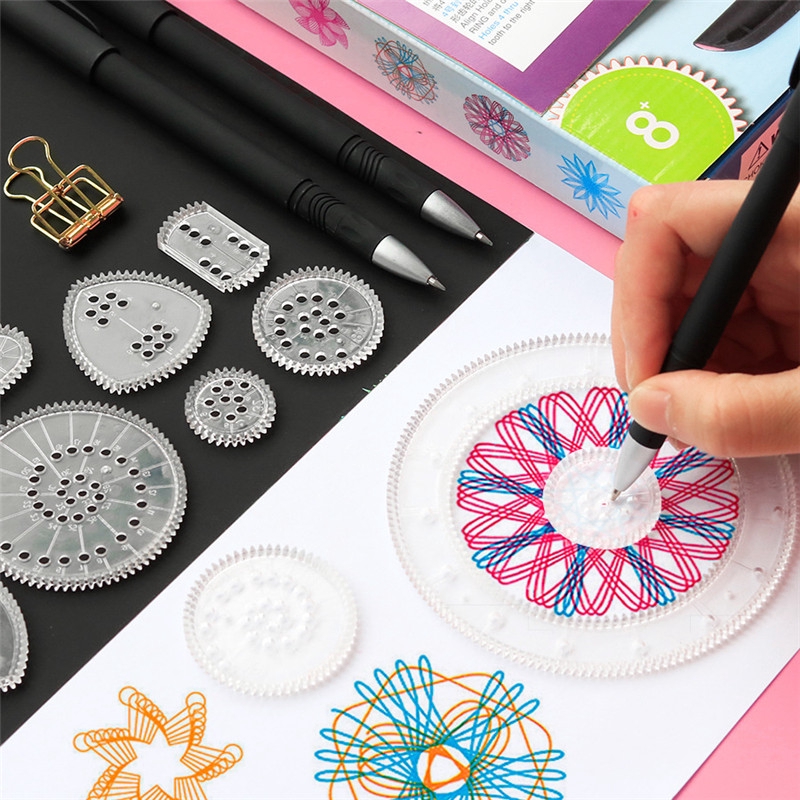 Spirograph Drawing Toys Set Interlocking Gears Wheels Painting Drawing ...