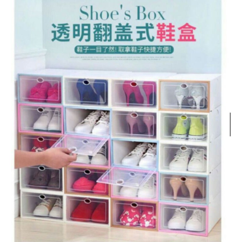 Rak Kasut Plastik tertutup Box shoe cabinet | Shopee Malaysia
