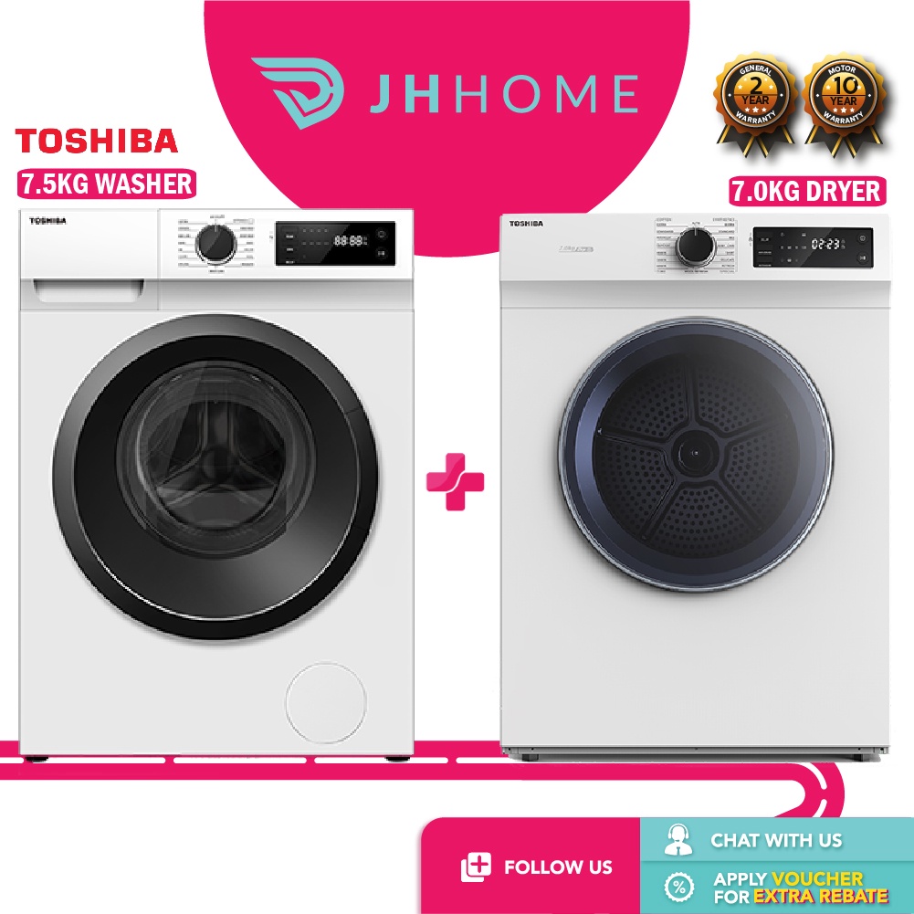 Toshiba 7.5KG Front Load Washer TW-BH85S2M Combo With 7.0KG Tumble Dryer TD-H80SEM | Shopee Malaysia